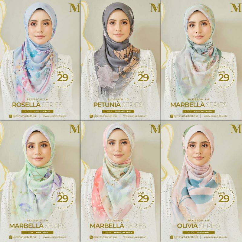 🌸 Minaz Hijab Blossom series | tudung bawal minaz 🌸 | Shopee Malaysia