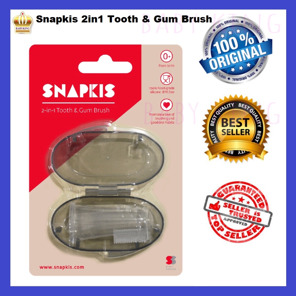 Original Snapkis 2-in-1 Tooth & Gum Brush Finger Toothbrush Finger ...