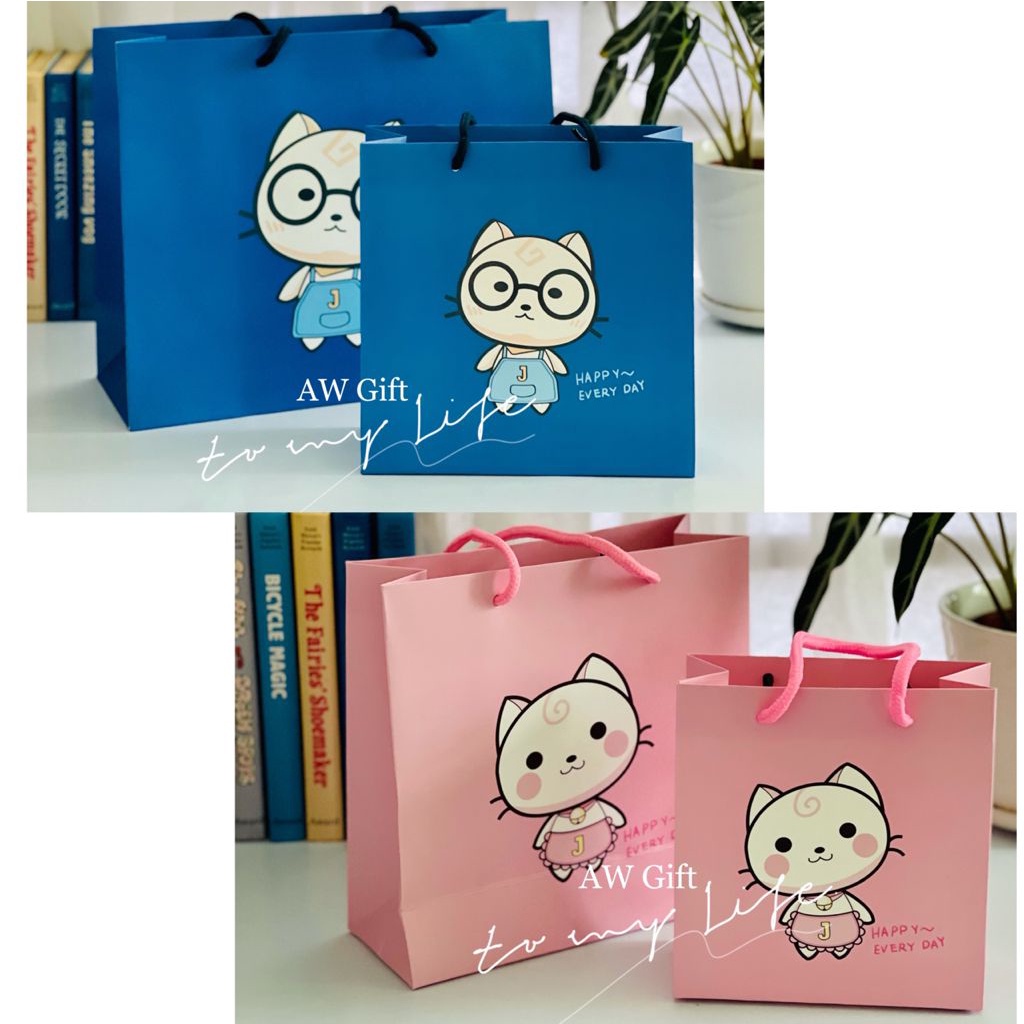 [READY STOCK] Cute Cat Design gift paper bag| beg kertas beg hadiah ...