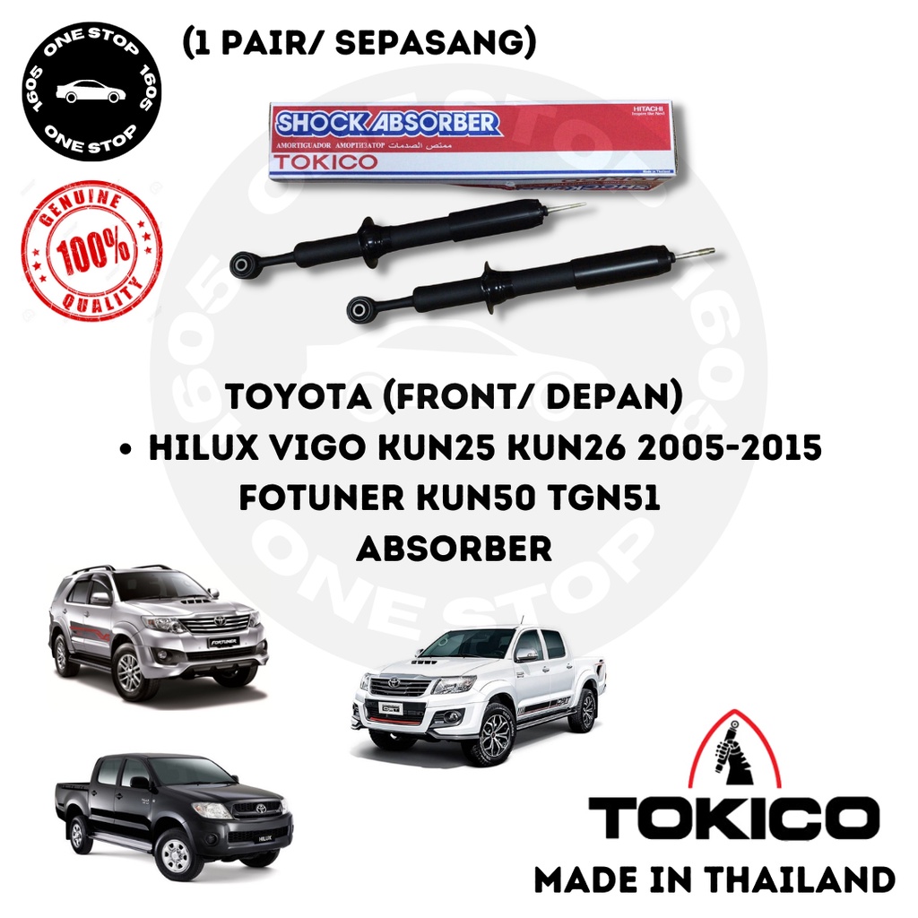 TOYOTA HILUX VIGO KUN25 KUN26 FORTUNER KUN50 TGN51 DEPAN THAILAND TKC TOKICO ABSORBER GAS 2PCS ...