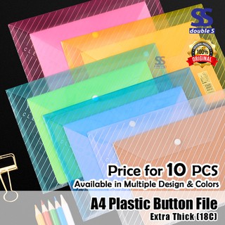 A4 Plastic Button Files 10PCS/Dokumen Folder Plastik A4/Poket Fail ...