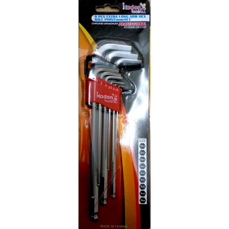 KODON 9pcs Ball Point Hex Allen Key ( EXTRA LONG ) Allen Key Set Wrench ...