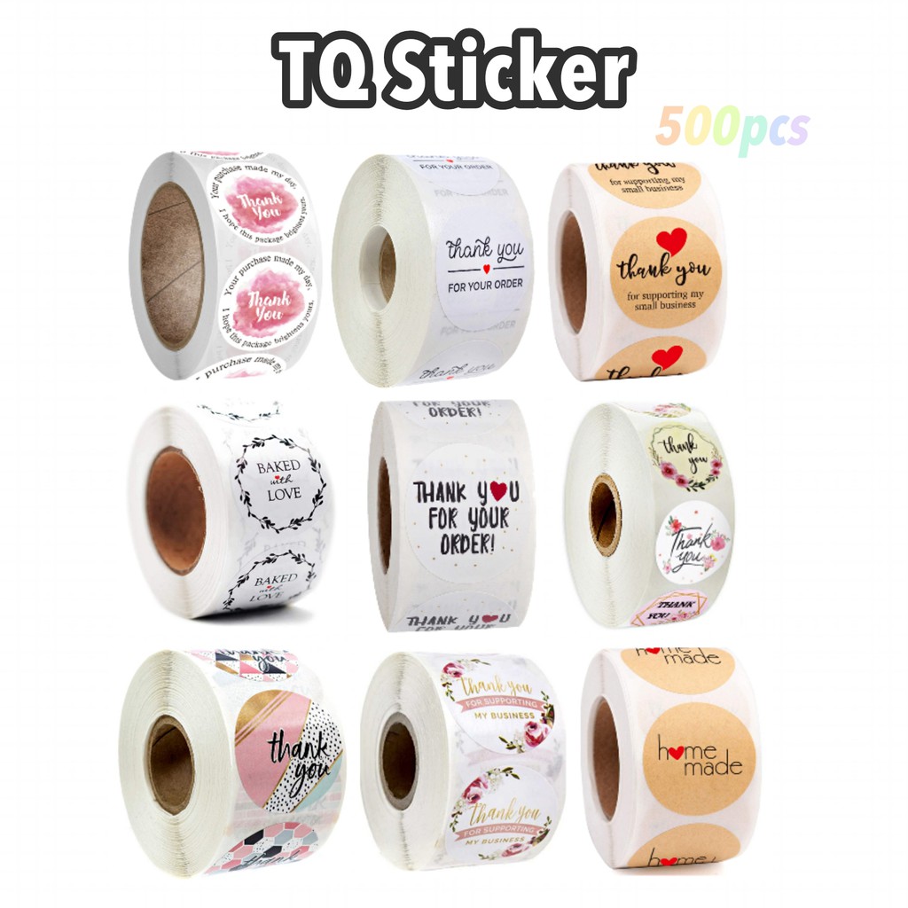 Lowest Price ! 500 Pcs/Roll (2.5cm X 1 INCH) Thank you sticker TQ ...