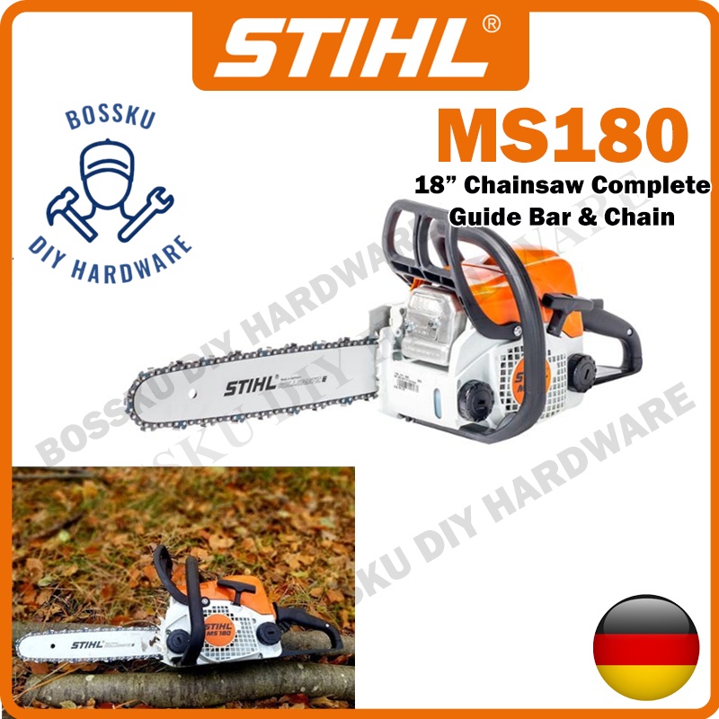 STIHL MS180 18 inch Chainsaw Chain saw complete guide bar & chain Germany Petrol Engine | Shopee ...