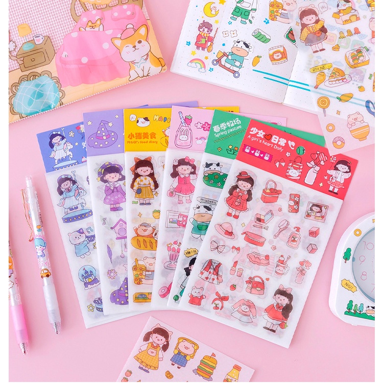 1 pack of 4 pcs beautiful Japanese stickers cute girl stickers creative ...
