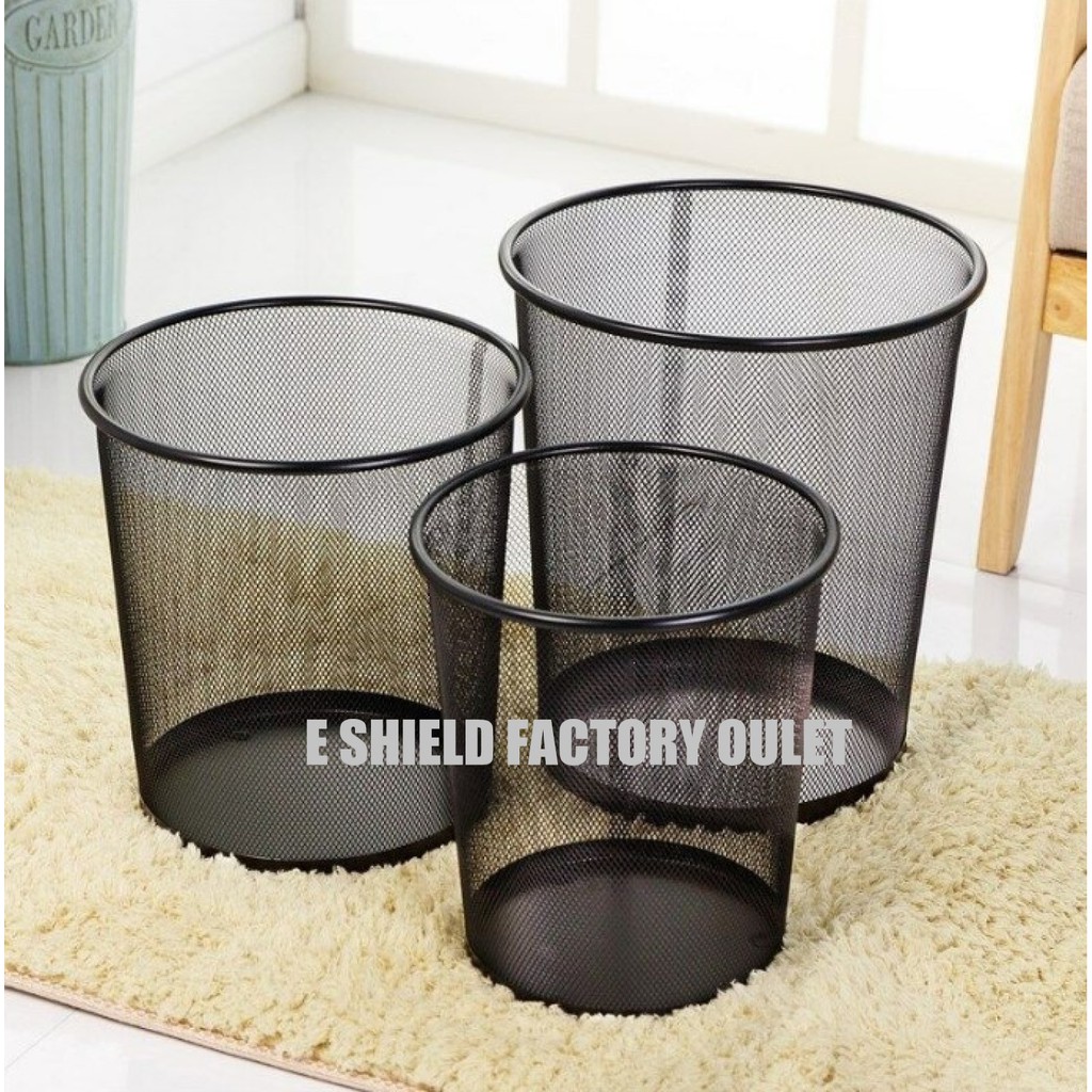 L Size Metal Mesh Basket Dustbin Trash Paper Bin Tong Sampah Jaring ...