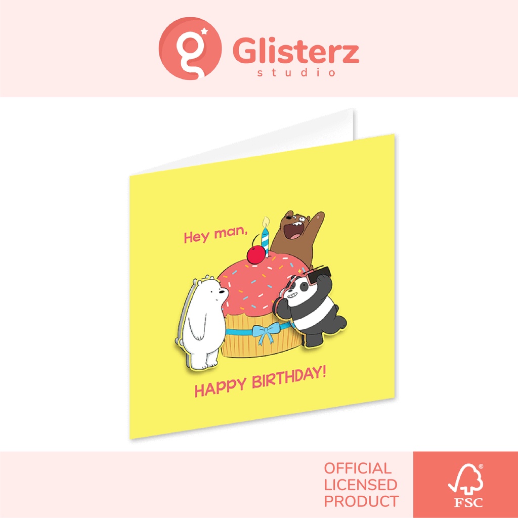 Glisterz 3D Greeting Card - We Bare Bears Happy Birthday Card (WBB ...