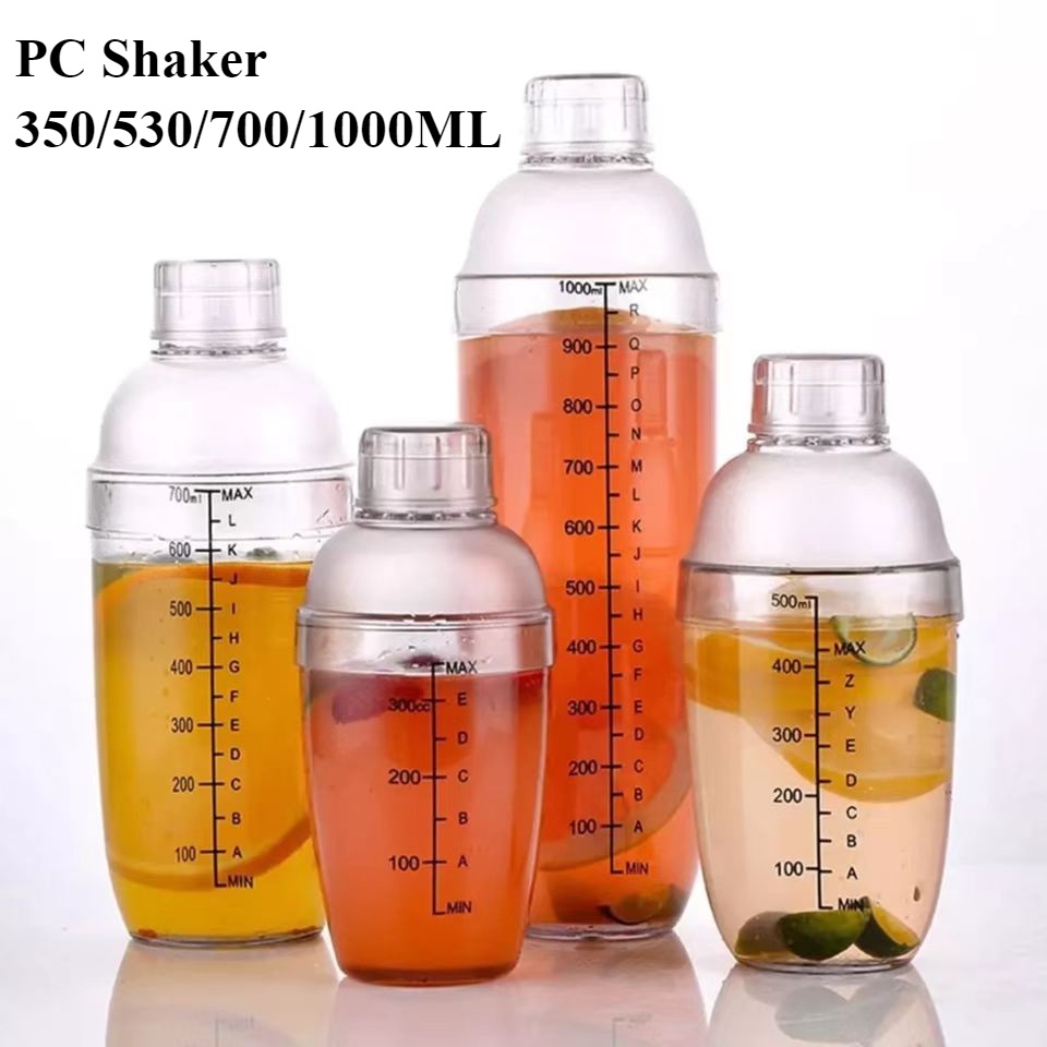 New Cocktail Shaker Home Bar Utensil Plastic Shaker Cup Drink Milk Tea Mixer With Scale 350ml ...