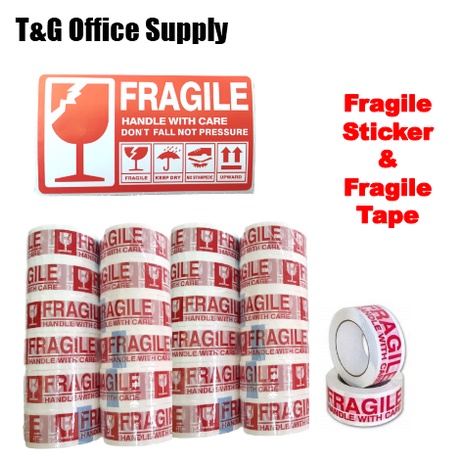 Fragile Tape 45mm x 50m / Fragile Sticker / Fragile Label 9cm x 5cm ...