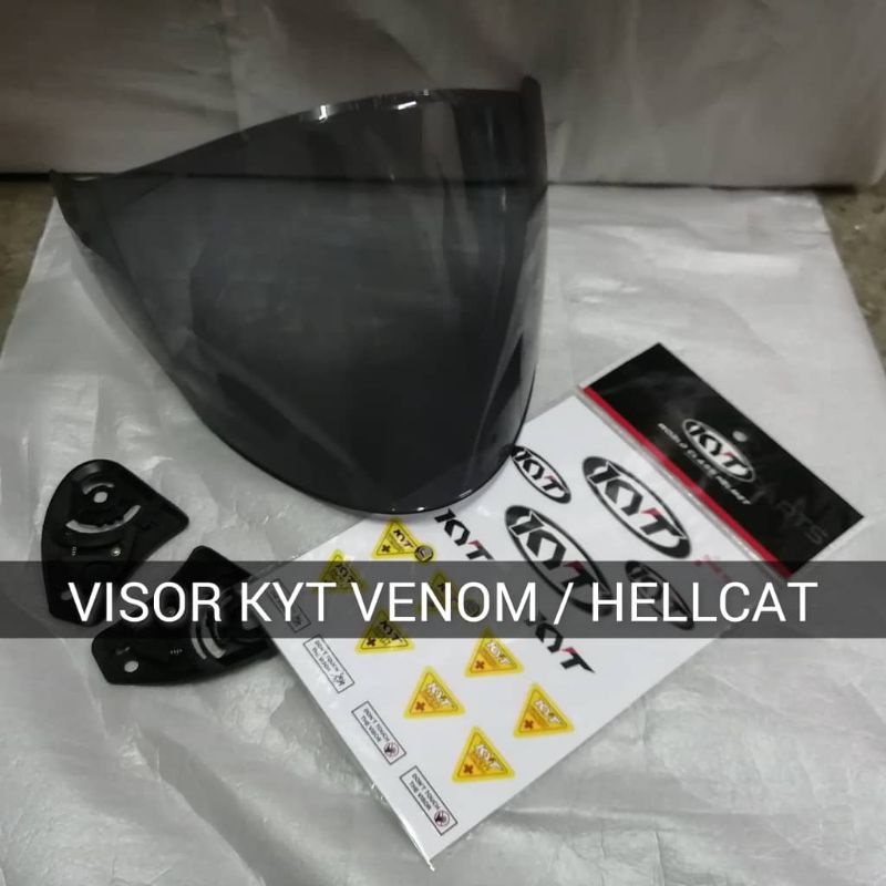 VISOR KYT SMOKE VENOM STICKER VISOR SET HELLCAT GEAR BASE COVID MERDEKA ...