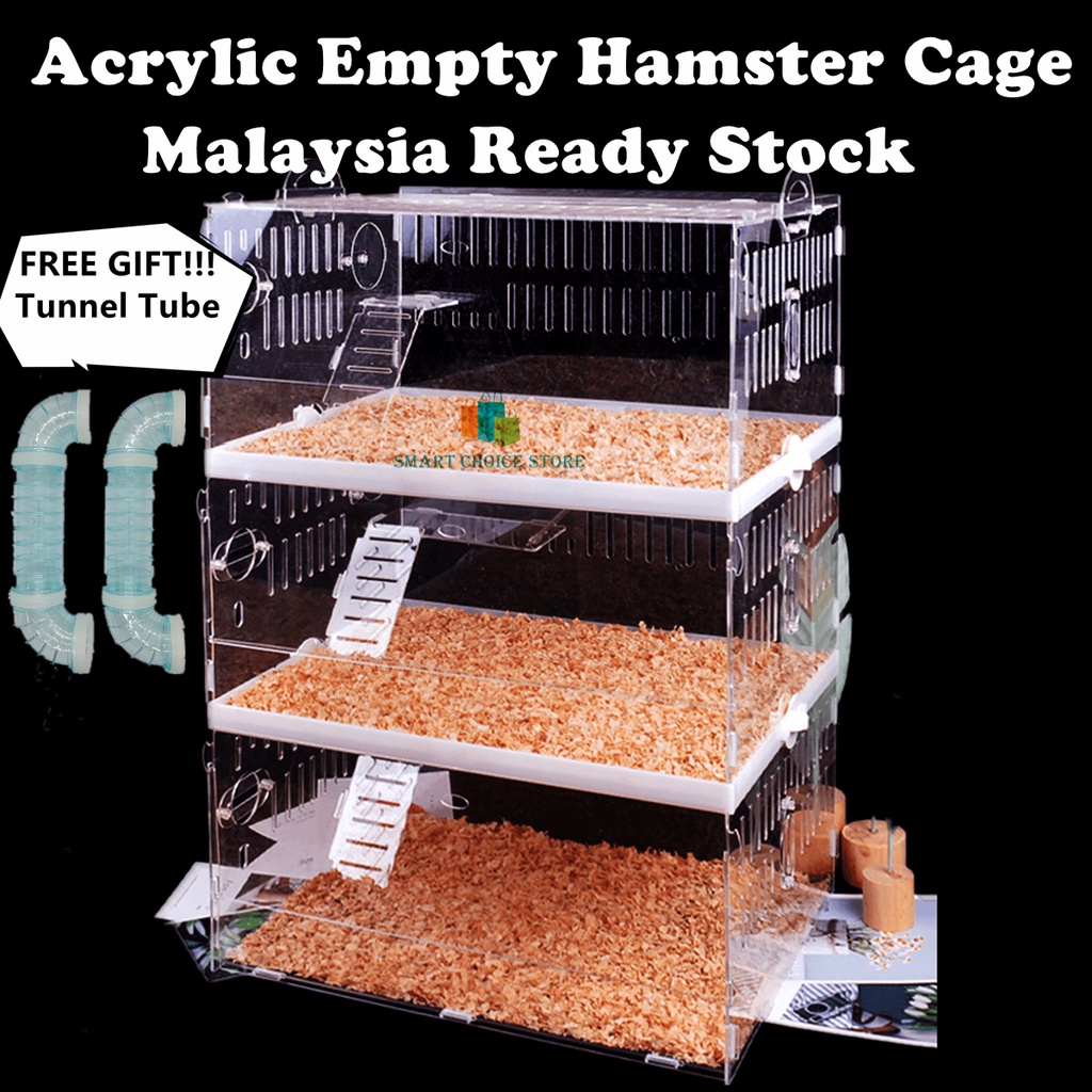 😍Ready Stock😍 Hamster Small Pets Acrylic House Nest Cage Single Double ...