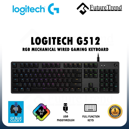 Logitech G512 Carbon Lightsync RGB Mechanical Gaming Keyboard (Clicky ...