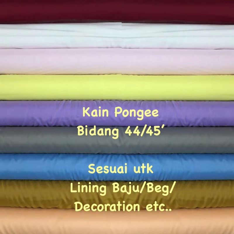 Kain Pongee lining /Decoration (Ready Stock) 💥bidang 44/45' | Shopee ...