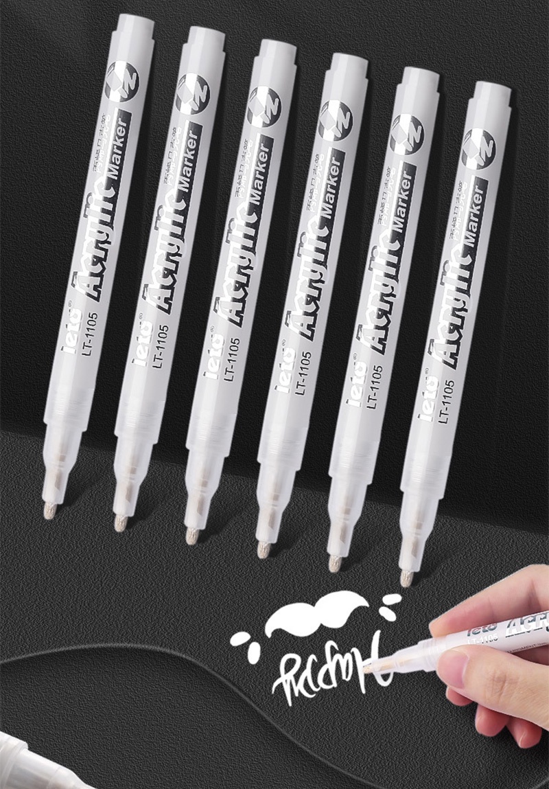 3 Pcs 2.0mm White Acrylic Marker Pen School Office Waterproof Permanent ...