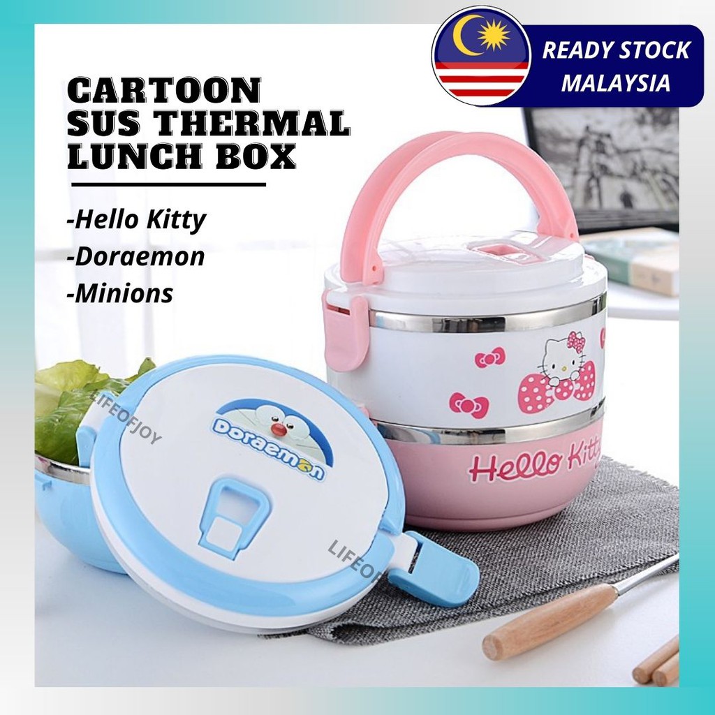 1 Layer/ 2 Layer Cartoon Stainless Steel Thermal Lunch Box Food ...