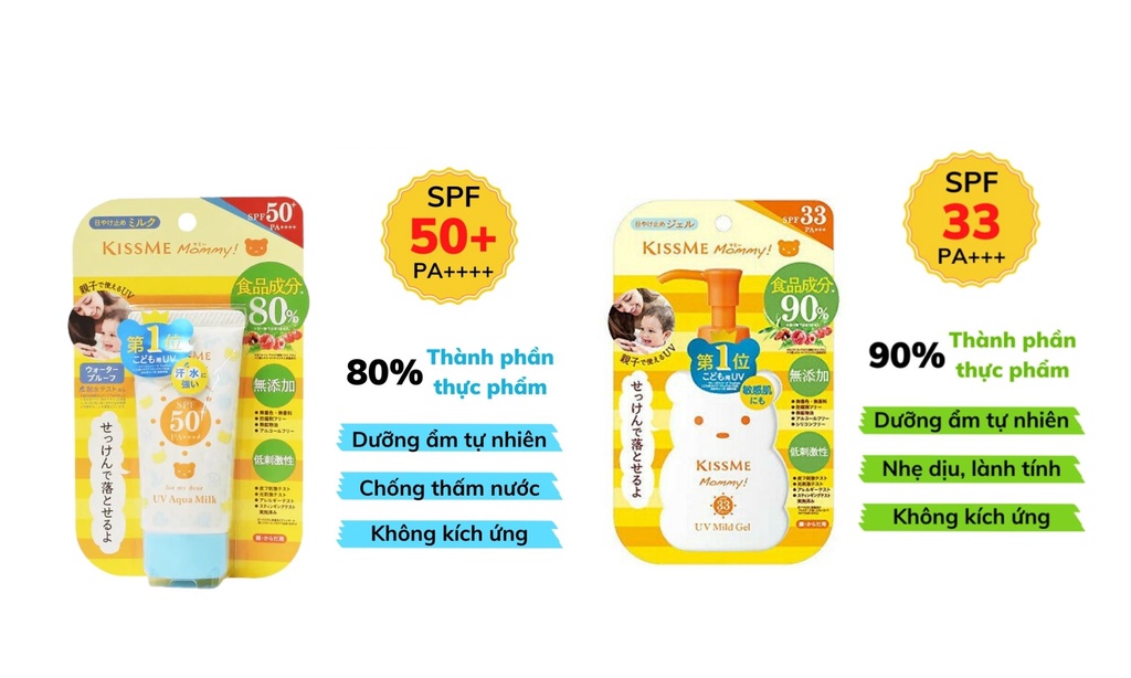 Kissme Mommy UV Aqua Milk Milk sunscreen for sensitive skin like babies SPF50 PA++++ 50G ...