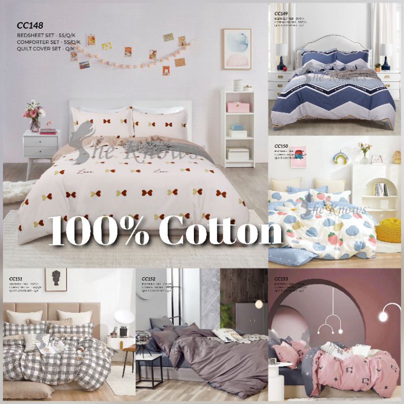 100% Cotton 1300TC Comforter set 4in1/ 5in1 King Queen Supersingle size ...