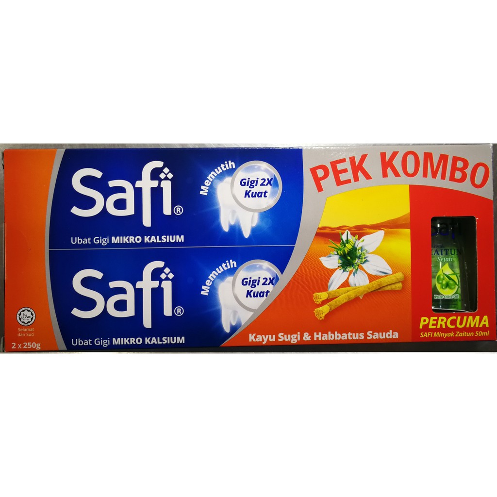 SAFI TOOTHPASTE / UBAT GIGI 250G X 2 TWIN PACK FOC MINYAK SAFI 50G EXP ...
