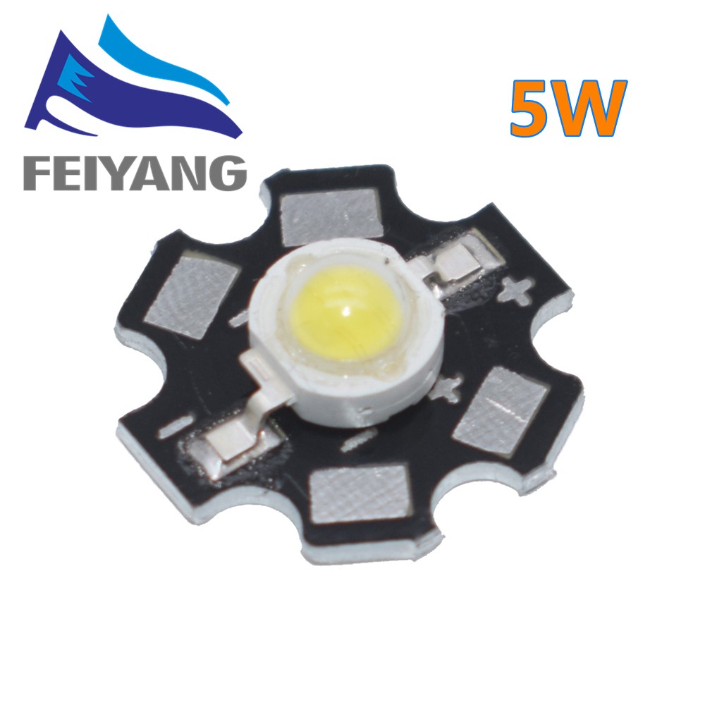 10pcs 1W 3W 5W High Power LED Beads Full Spectrum Pure White With 20mm Black Star PCB Heat sink ...
