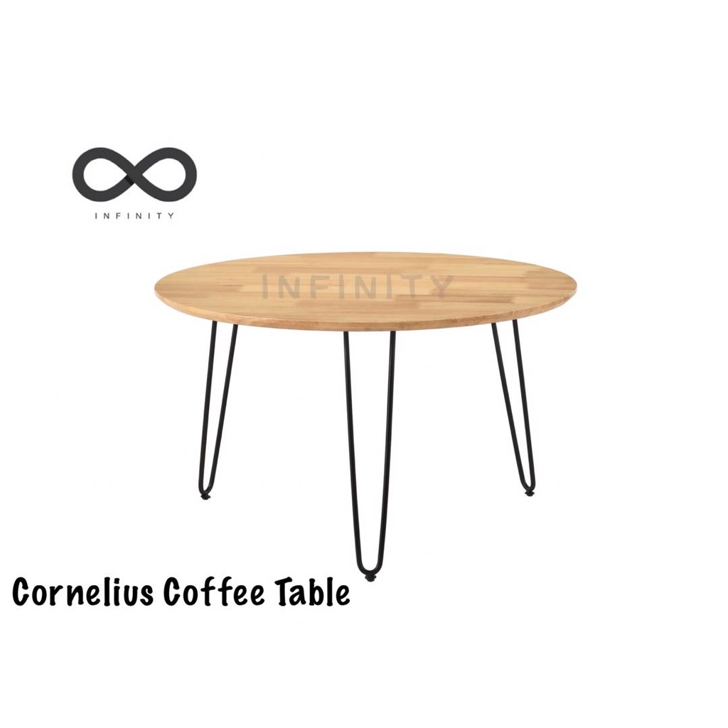 Infinity Cornelius Coffee Table / Metal Leg / Top Solid Wood (Natural ...