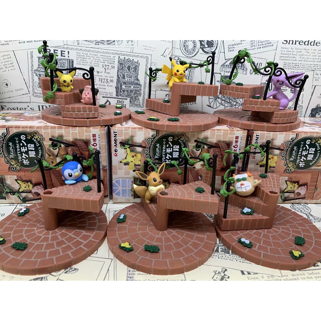 6 Pcs Set Pokemon Swivel Stairs 1st Generation 6cm Bogarman Pikachu Q ...