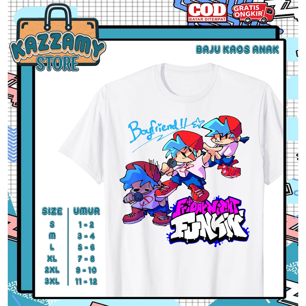 3d Children's T-shirt FNF Friday Night Funkin Boyfriend v1 - 3D Funkin ...