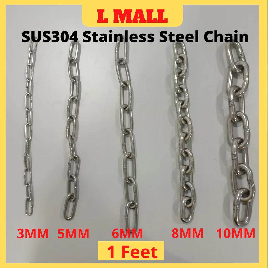 L MALL Stainless Steel Chain Rantai Stainless Steel Link Chain 3MM,5MM ...