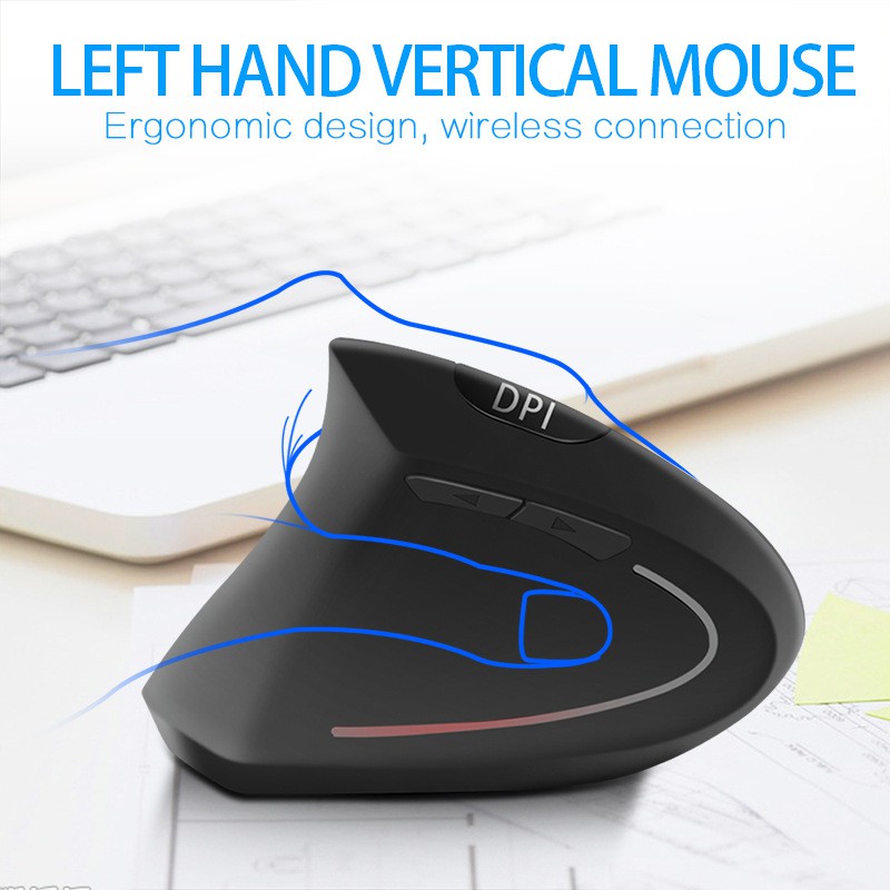 Left Hand Vertical Mouse Wireless Mouse Ergonomic 2.4G Optical Left ...