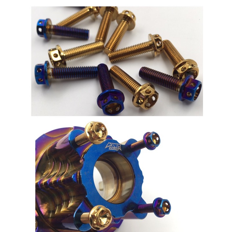 (1BIJI) SCREW SPROCKET SKRU SPOKET TITANIUM GOLD SKRU HUB SCREW HUB ...