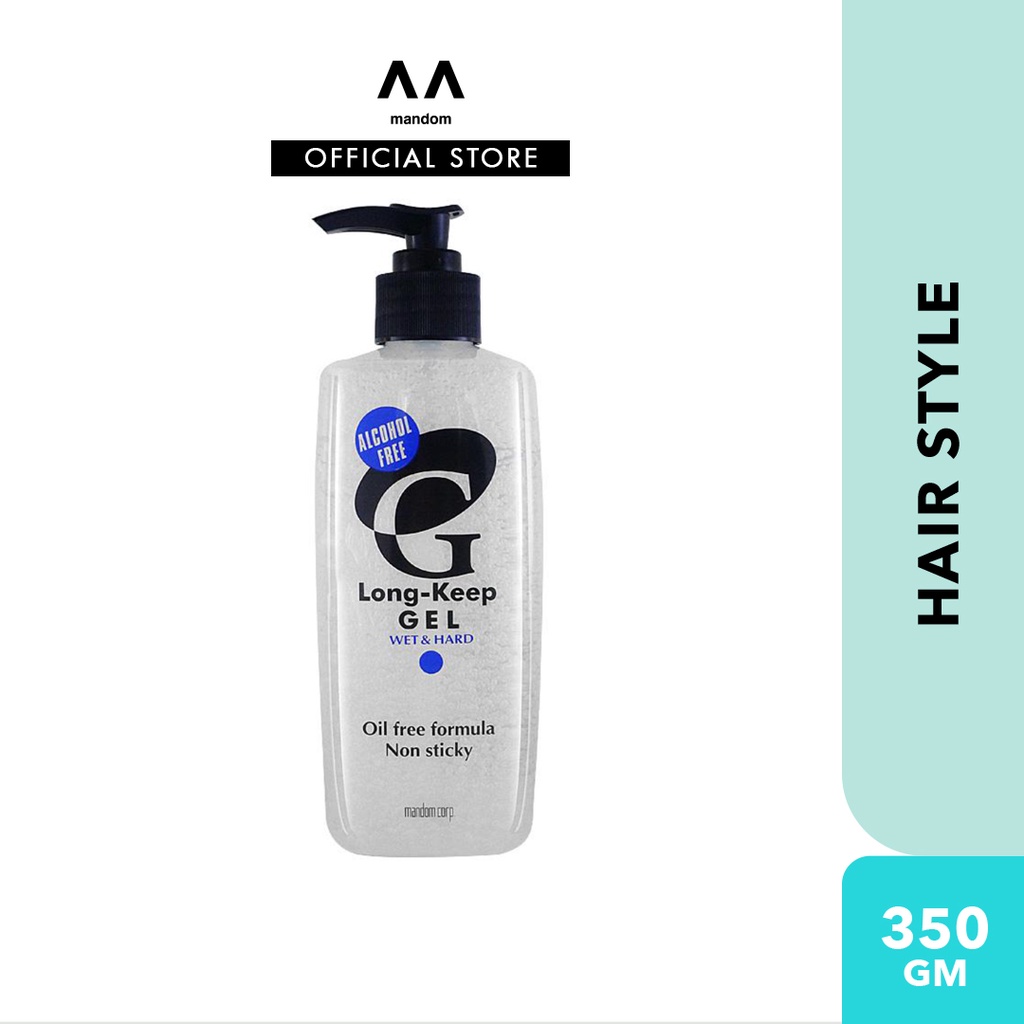 MANDOM Long-Keep Gel (Pump Type) Wet & Hard 350gm (mens hair gel, hair ...