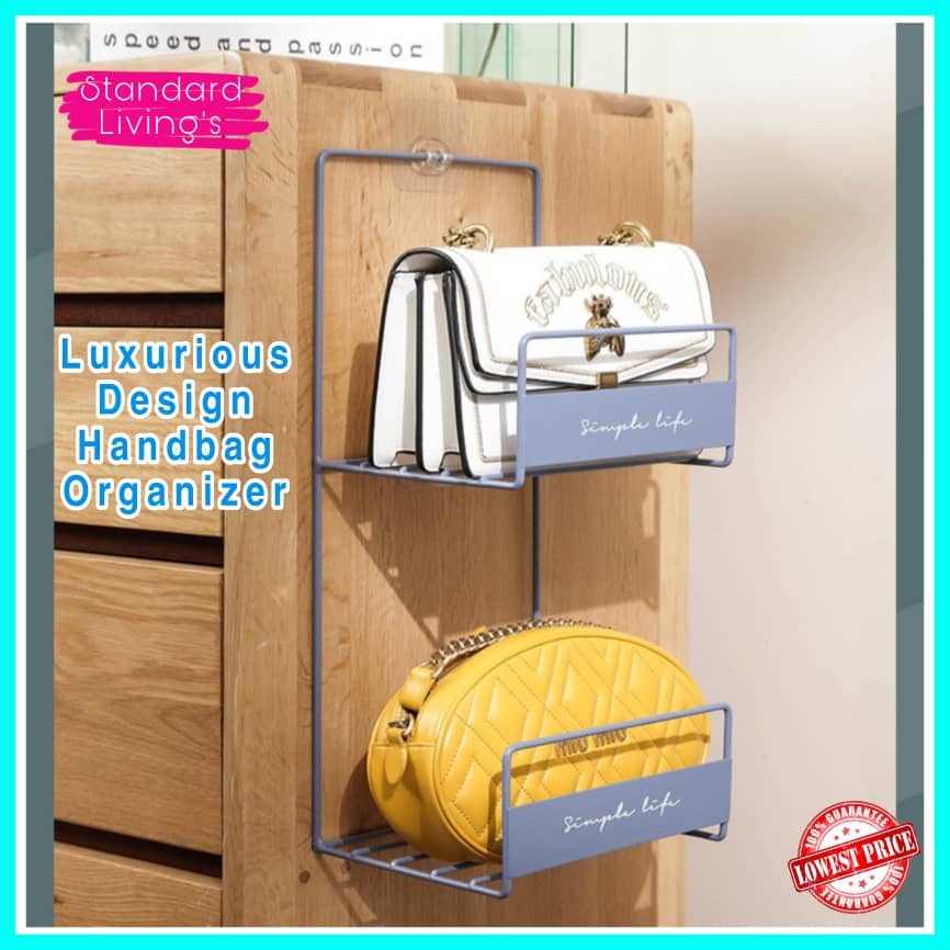 IKEA Style 2 Tiers Bag Storage Rack Hanging Handbag Organizer Purse ...