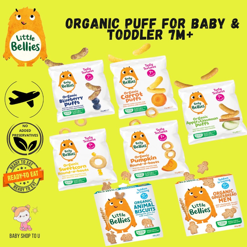 Organic Baby Puffs 12g LITTLE BELLIES for 7m+ Teething Puff for finger ...