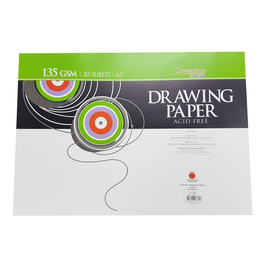 CAMPAP Drawing Paper 135GSM A3 Size (20 sheets/Pack) CA3761 | Shopee ...