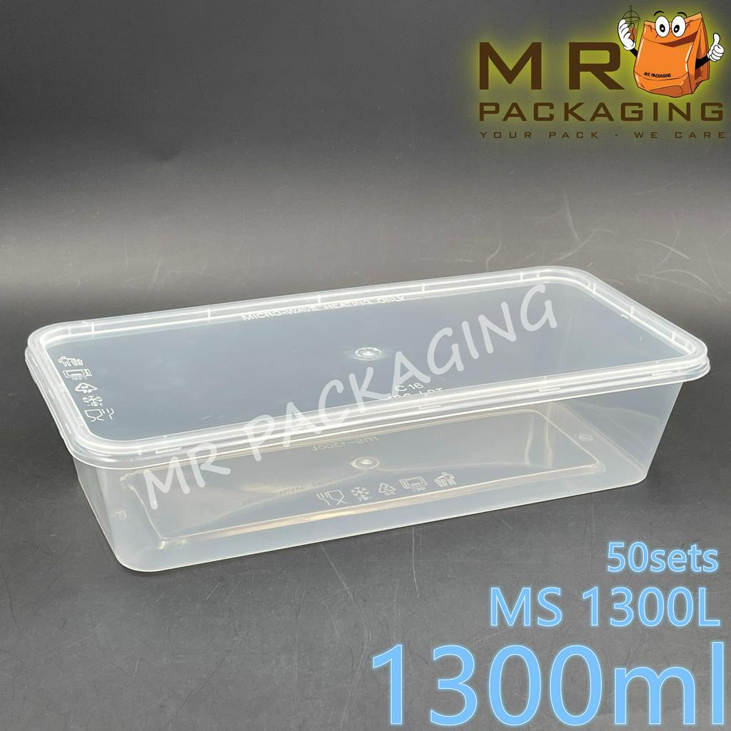 MS 1300L 1300 ml Microwavable container ( 50sets± ) Disposable Rectangular Food Box - Satay Box ...