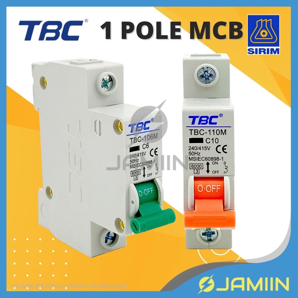 [SIRIM] TBC 1 POLE MCB ( Miniature Circuit Breaker) 6,10,16,20,32,40,50 ...