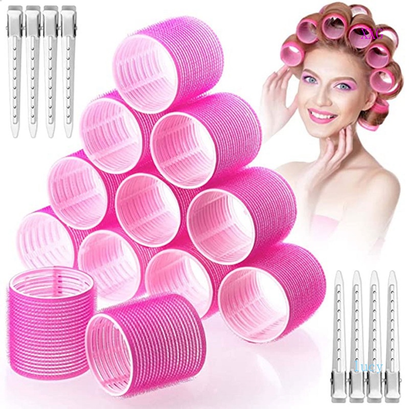 XXG 12Pcs/Set Big Self Grip Hair Rollers Cling Hair Curlers Nylon ...