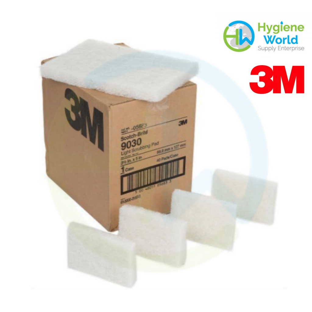 3M 9030 Scotch-Brite Light Duty Thick White Scrub Pad [40pcs/box] / FOR ...