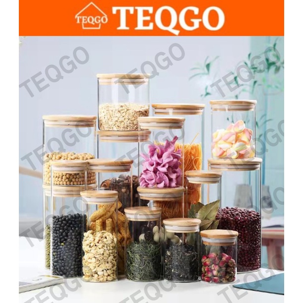 TEQGO READY STOC Round Glass Jar For Spices Glass Transparent Container ...