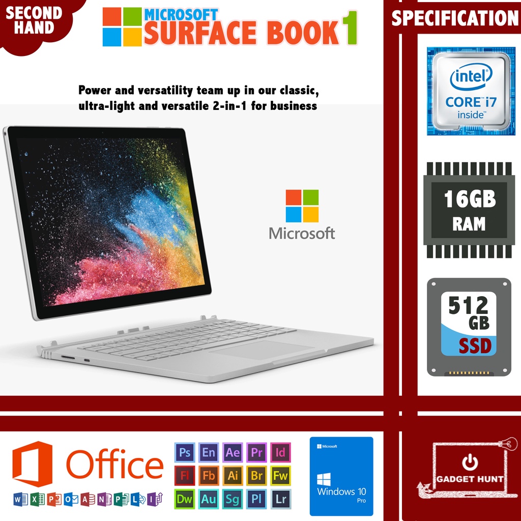 Microsoft Surface Book 1 - Core i7 | 16GB Ram | 512GB SSD | 13.5 Inch ...