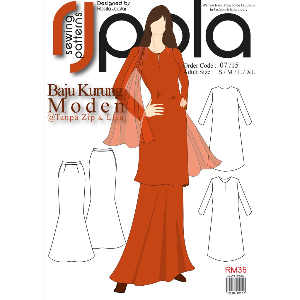 pola pakaian Baju Kurung Moden Tanpa dart 07 RJPOLA rosita jaafar | Shopee Malaysia