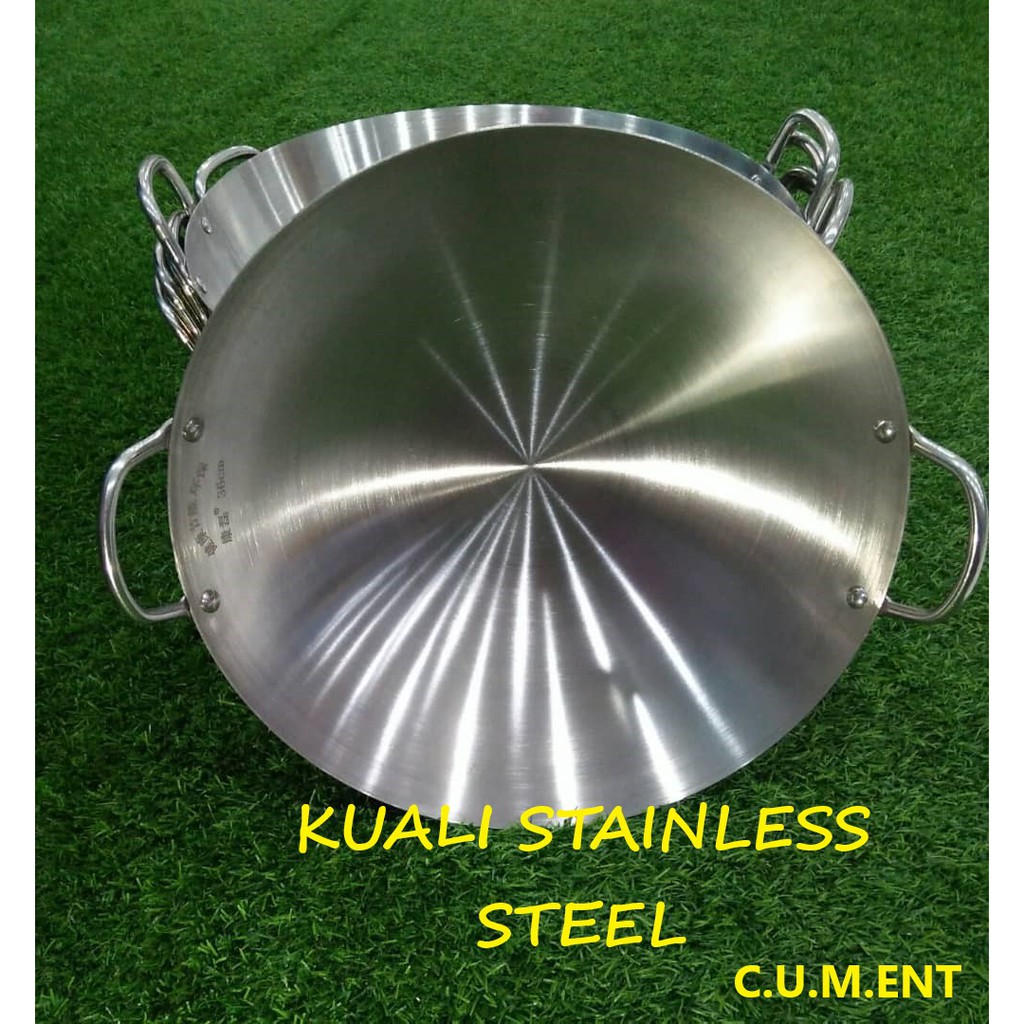 Kuali Stainless Steel / Double Handle Stainless Steel Wok / Kuali ...