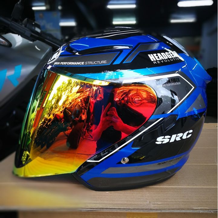 NHK R1 V2 Touring Blue Met Double Visor Helmet | Shopee Malaysia