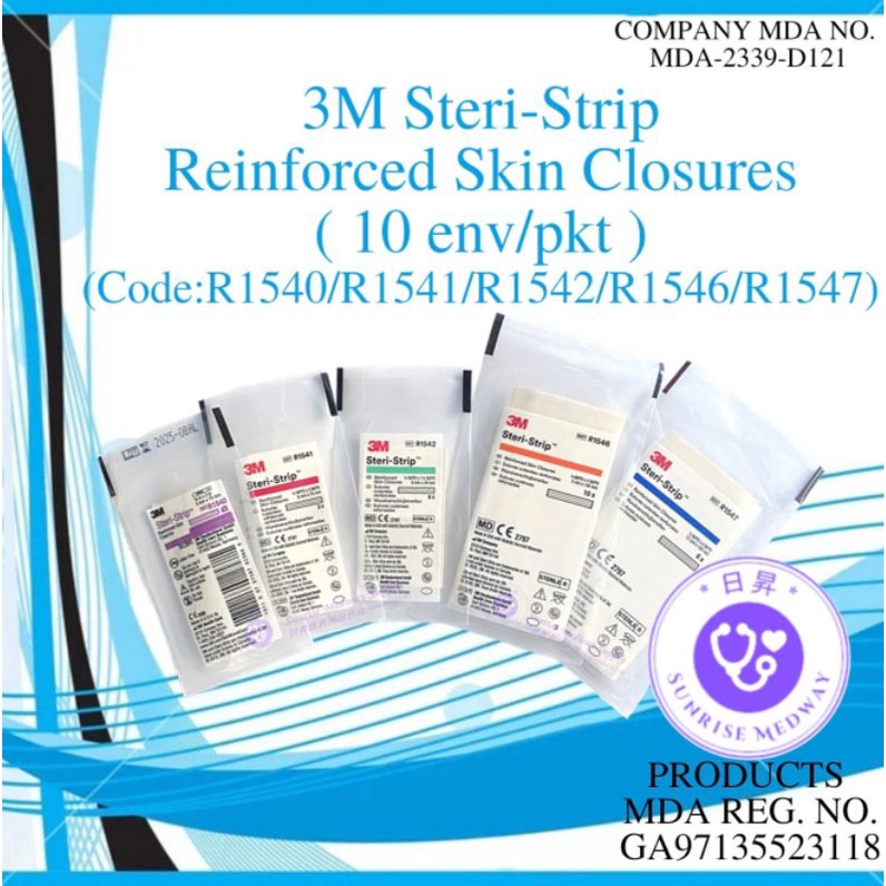 3M Steri Strip Reinforced Skin Closures, 10 env/pkt (Code:R1540/R1541 ...
