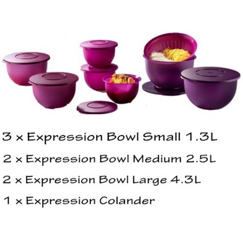 Tupperware Expression Bowl Set w Colander | Shopee Malaysia