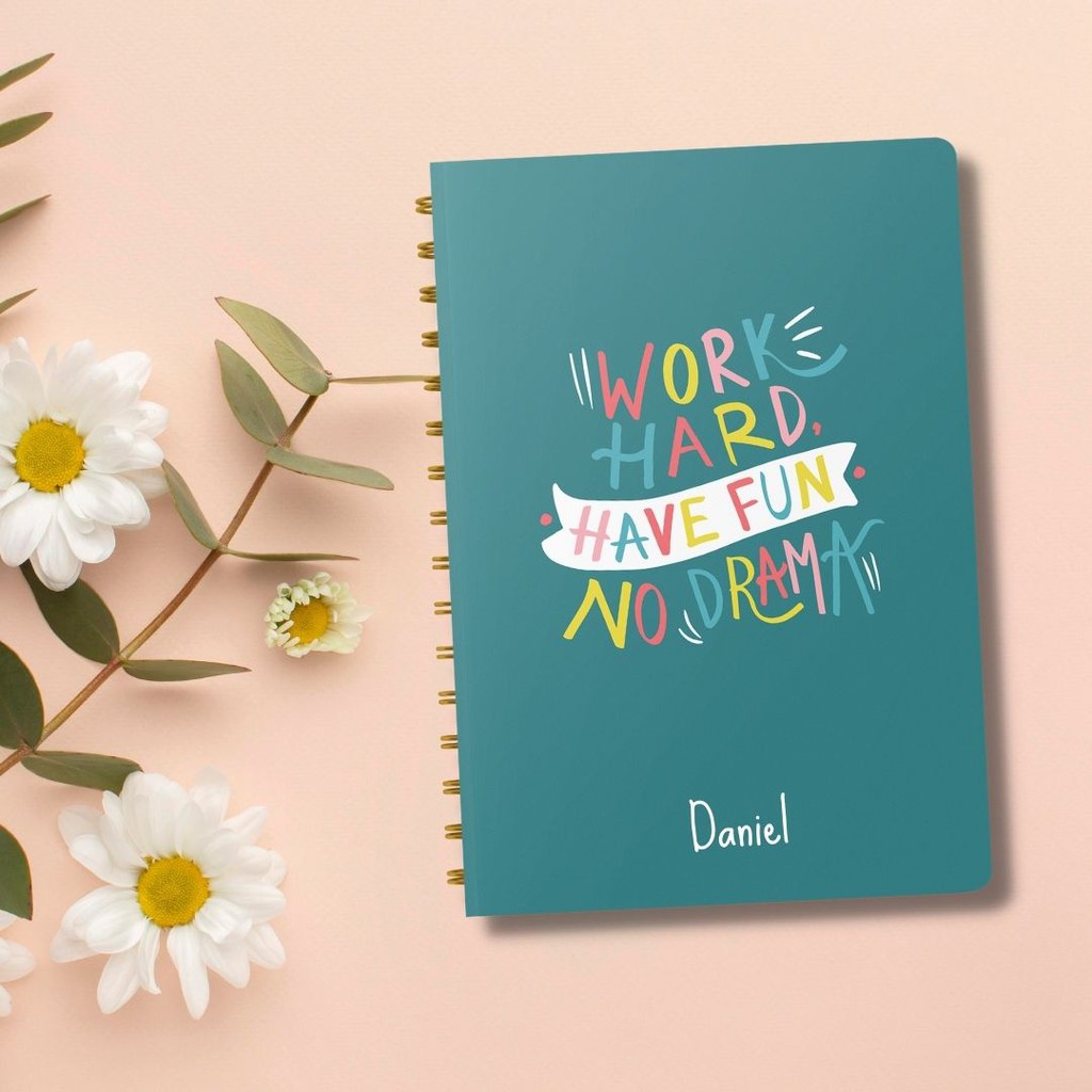 Personalised OMG Work Hard Have Fun No Drama A5 Softcover Notebook ...