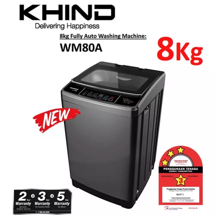 Khind/Midea 7.5KG/8KG/8.5KG/9.5KG Fully Auto Washing Machine WTAG8511T ...
