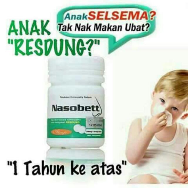 PENAWAR RESDUNG KANAK-KANAK NASOBETT ( 200mg X 60 TABLET ) | Shopee ...