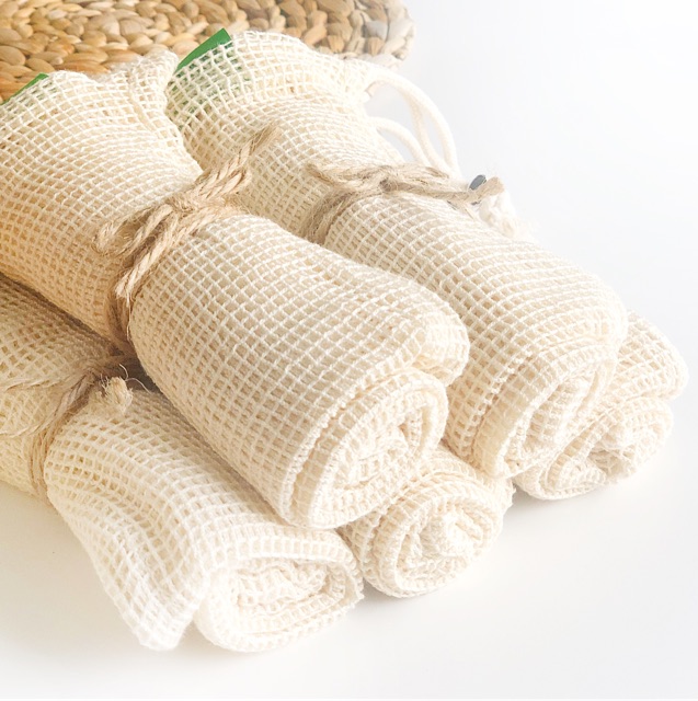 Organic Cotton Drawstring Mesh Bag | Zero Waste Reusable Mesh Pouch ...