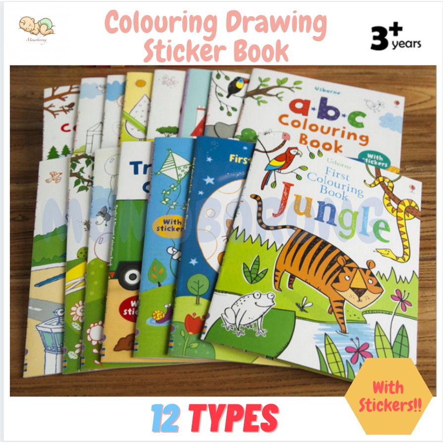 Kids Colouring Drawing Sticker Book Coloring English Education Learning ...