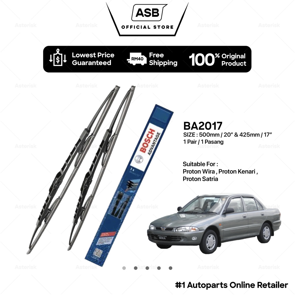 Proton Wira Bosch Advantage Windshield Wiper Blade 20” / 17” Bosch Advantage BA2017 Wiper ...
